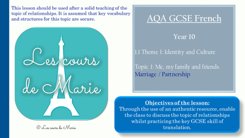 NEW GCSE / A-Level French: song and translation on the topic of ...