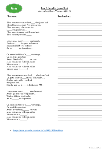 NEW GCSE / A-Level French: song and translation on the topic of ...