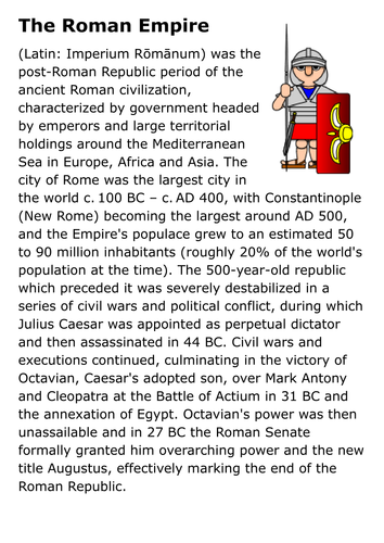 The Roman Empire Handout | Teaching Resources