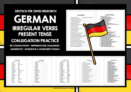 GERMAN IRREGULAR VERBS PRESENT TENSE WORKSHEETS | Teaching Resources