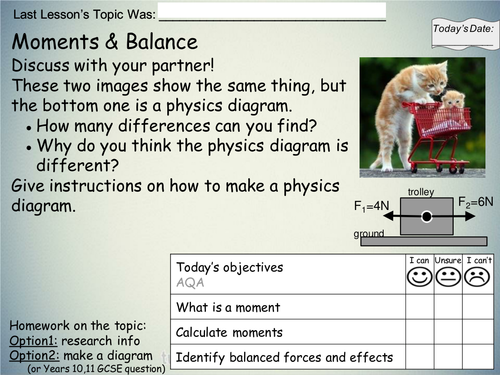 Science AQA whole lesson presentation (pptx+pdf) for KS3 forces: moment ...
