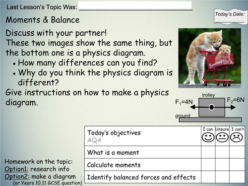 Science AQA whole lesson presentation (pptx+pdf) for KS3 forces: moment ...