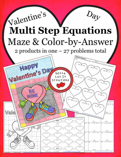 Solving Equations Valentine's Day Math Multi Step Equations Maze ...