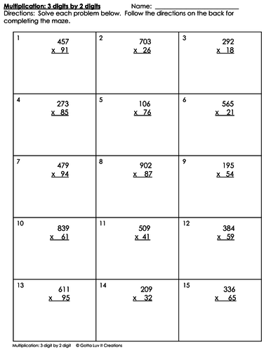 Valentine's Day Math 3 digit by 2 digit Multiplication Maze | Teaching ...