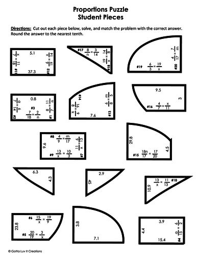 Valentine's Day Math Proportions Heart Puzzle Valentine's Day Activity ...