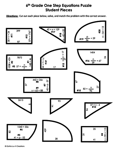 Solving Equations Valentine's Day Math One Step Equations No Negs ...
