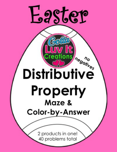 Spring Easter Math Distributive Property No Negs Maze & Color by Number ...