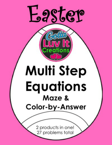 Solving Equations Spring Easter Math Multi Step Equations Maze & Color ...