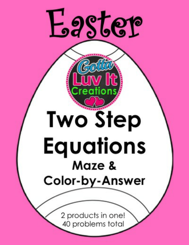Solving Equations Spring Easter Math Two Step Equations Maze & Color by ...
