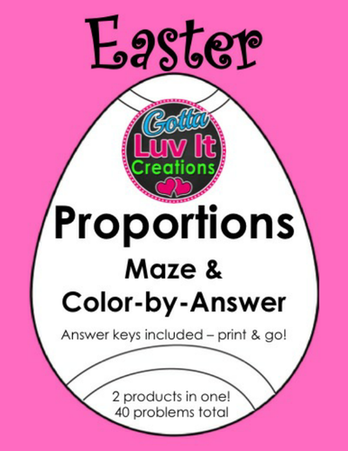 Spring Easter Math Proportions Maze & Color by Number Bundle | Teaching ...