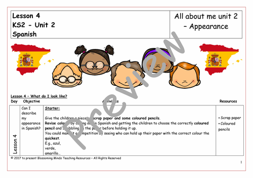 Spanish Eye and Hair Colour Lesson | Teaching Resources