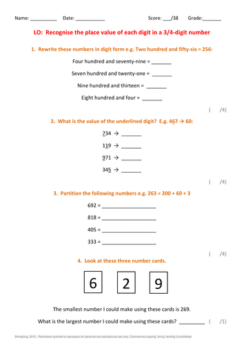 Year 3 and 4 Place Value Resource Pack | Teaching Resources