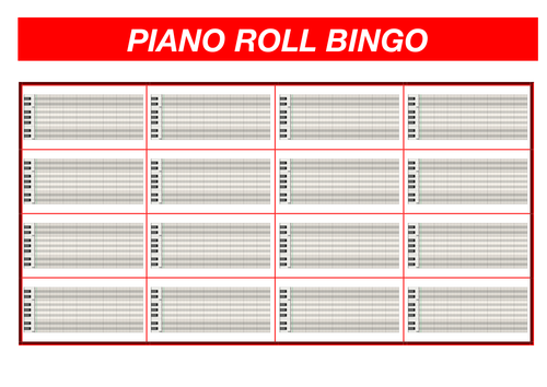 Piano Roll Bingo Cards With Audio | Teaching Resources