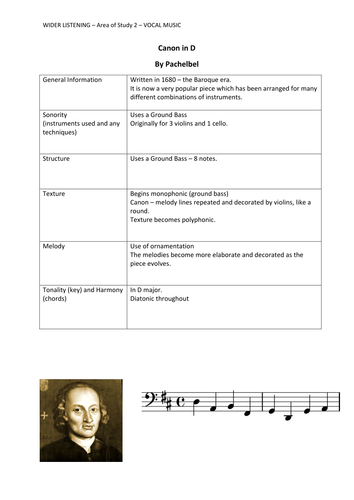 GCSE Edexcel 9-1 AOS2 WIDER LISTENING - 3 works related to Purcell's Music for a While ...
