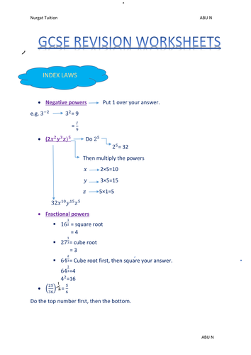 GCSE revision sheets | Teaching Resources
