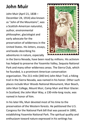 John Muir Activity Pack | Teaching Resources