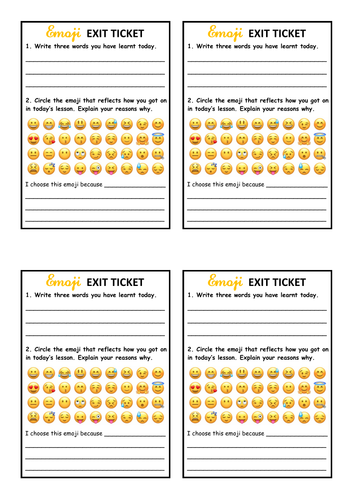 Emoji Exit Ticket - self assessment of lesson | Teaching Resources