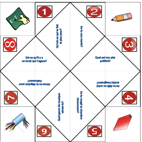 GCSE FRENCH: Getting to Know You - 10 French Cootie Catchers and Blank ...
