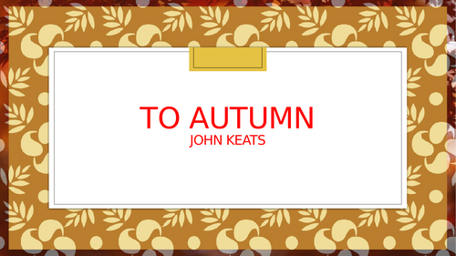 To Autumn by John Keats | Teaching Resources