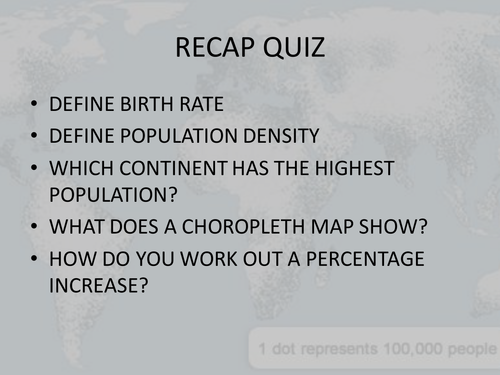 Population Topic KS3 year 9 focus | Teaching Resources