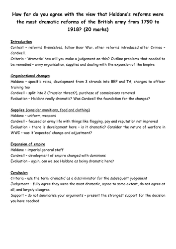 The British experience of warfare - Breadth 1 (changes in organising ...