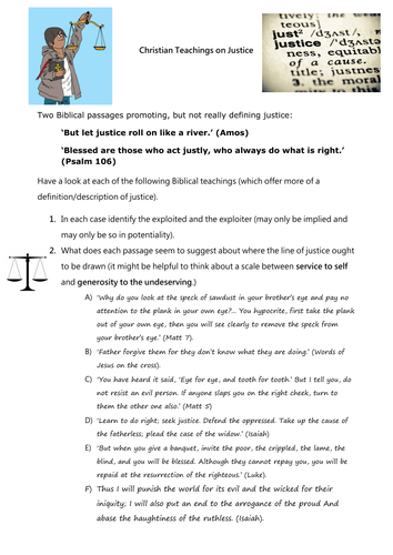 Christianity and justice | Teaching Resources