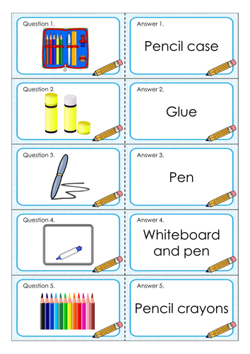 Back to school: Classroom stationery vocabulary (ESL) task cards ...