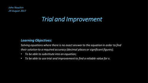 Trial and Improvement | Teaching Resources