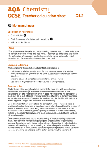 New AQA GCSE trilogy/chemistry- moles and empirical formula | Teaching ...