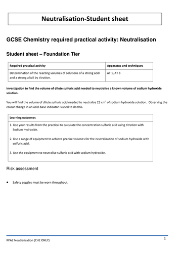 New AQA GCSE trilogy/chemistry- acids/bases- neutralisation | Teaching Resources