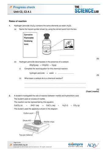New AQA GCSE trilogy/chemistry- required practical rates | Teaching ...