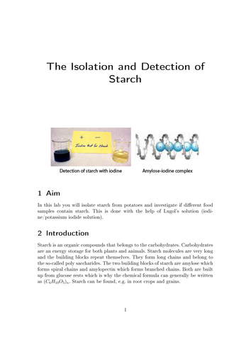 Isolation and detection of starch - Practical | Teaching Resources