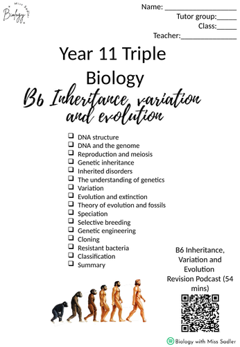 AQA B6 Inheritance, Variation and Evolution Triple (17-18 lessons) | Teaching Resources