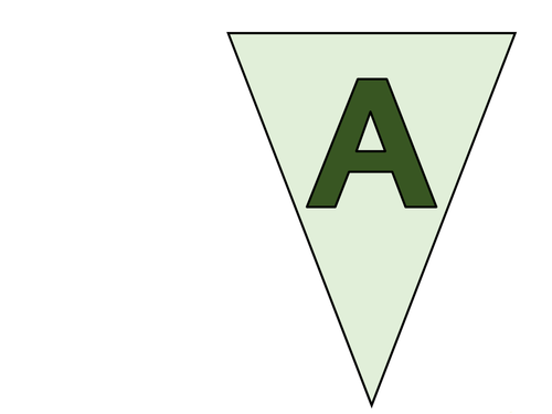 Bunting featuring A-Z Upper Case Alphabet with Green Lettering ...