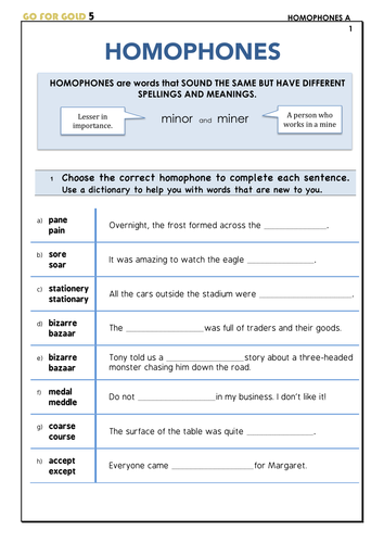 HOMOPHONES KS2 | Teaching Resources