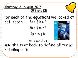 New AQA GCSE trilogy/physics- GPE (gravitational potential energy) and ...