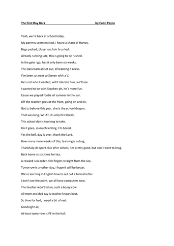 class poems | Teaching Resources