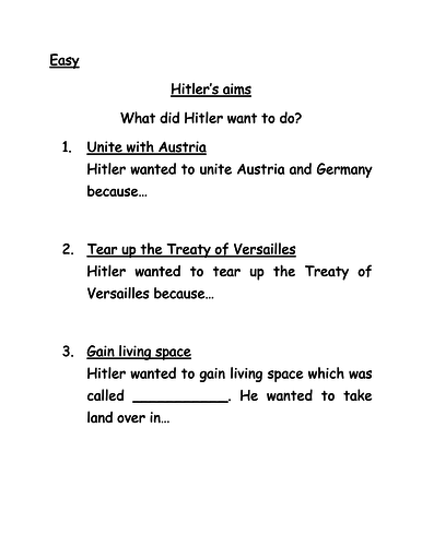 Causes of WW2/Hitler's foreign policy | Teaching Resources