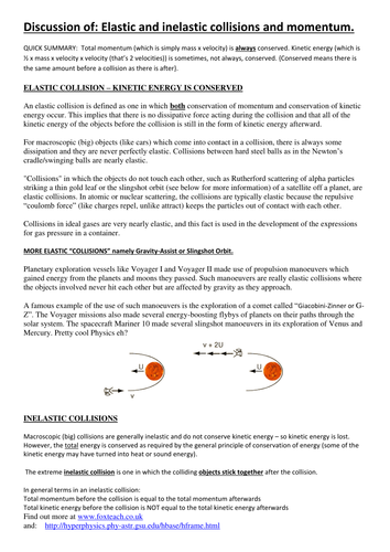Conservation of momentum, collisions, elastic and inelastic collisions ...