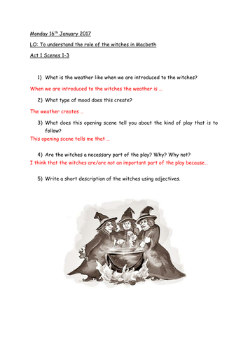 Macbeth KS3 Unit of Work with PowerPoint presentations and worksheets ...