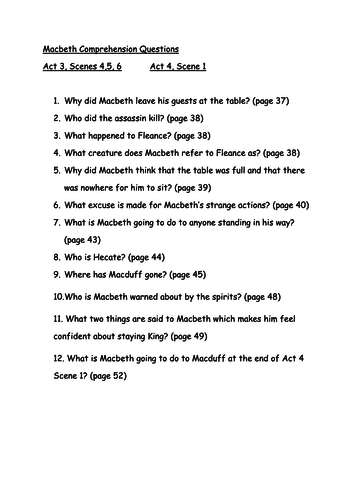 Macbeth KS3 Unit of Work with PowerPoint presentations and worksheets ...
