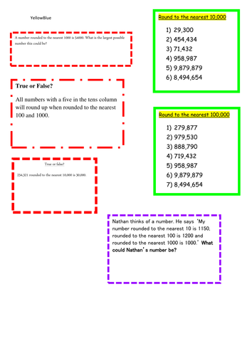 Round any number up to 1,000,000 to the nearest 10, 100, 1000, 10000 ...