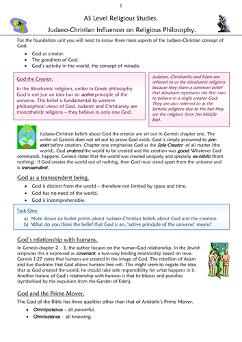 OCR Philosophy of Religion A Level- LESSON 1: The nature or attributes ...