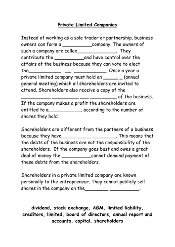Private & Public Limited Companies PowerPoints and Activities ...