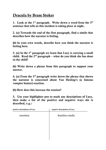 Introduction to the Gothic- focus on Dracula | Teaching Resources