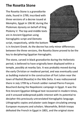 The Rosetta Stone Handout | Teaching Resources