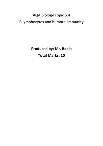 AQA Biology A Level Year 1 and AS Chapter 5 MCQs and Answers | Teaching ...