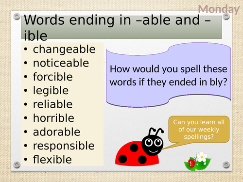 -able -ible Endings Spelling Lessons | Teaching Resources