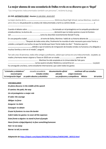 A-level Year 2. Immigration. Spanish Speaking world. Los indocumentados ...