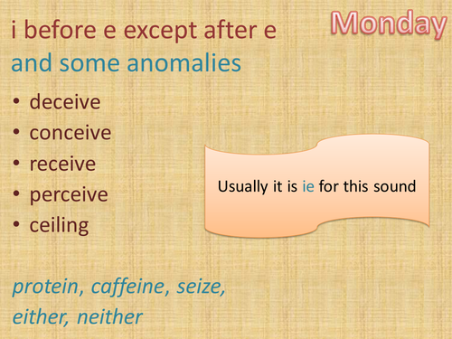 -i before e except after c and exceptions | Teaching Resources